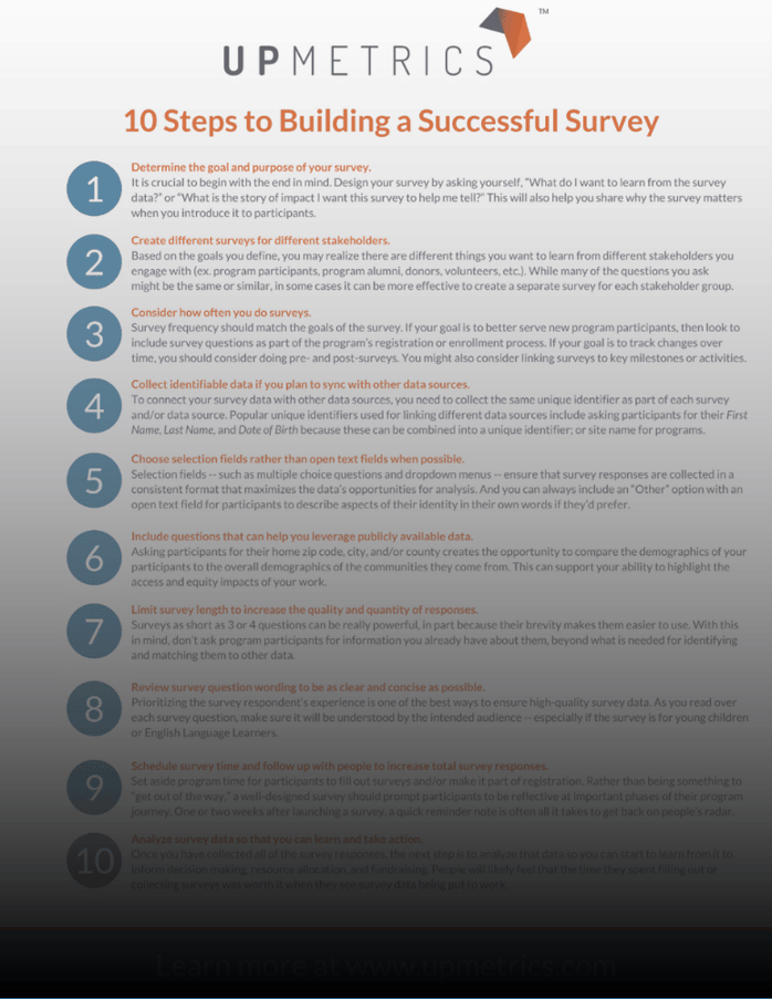 10 Steps to Building a Successful Survey - Tipsheet | UpMetrics